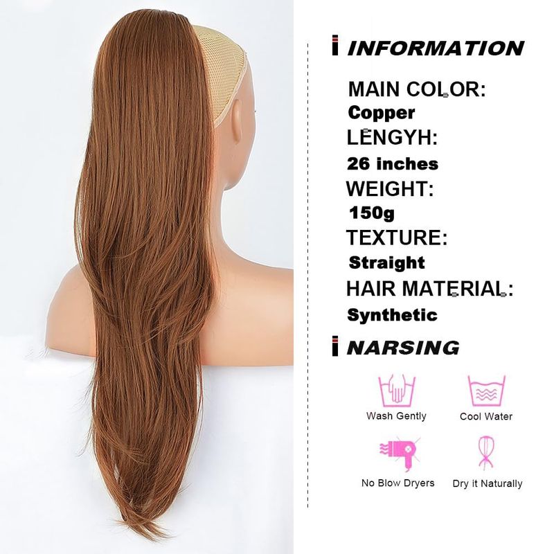 PORSMEER Ponytail Extension,Drawstring Ponytail Hair Extensions Auburn ...