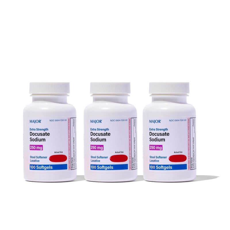 Major Pharmaceuticals Laxative Softgels Docusate Sodium 250 mg 100 ...