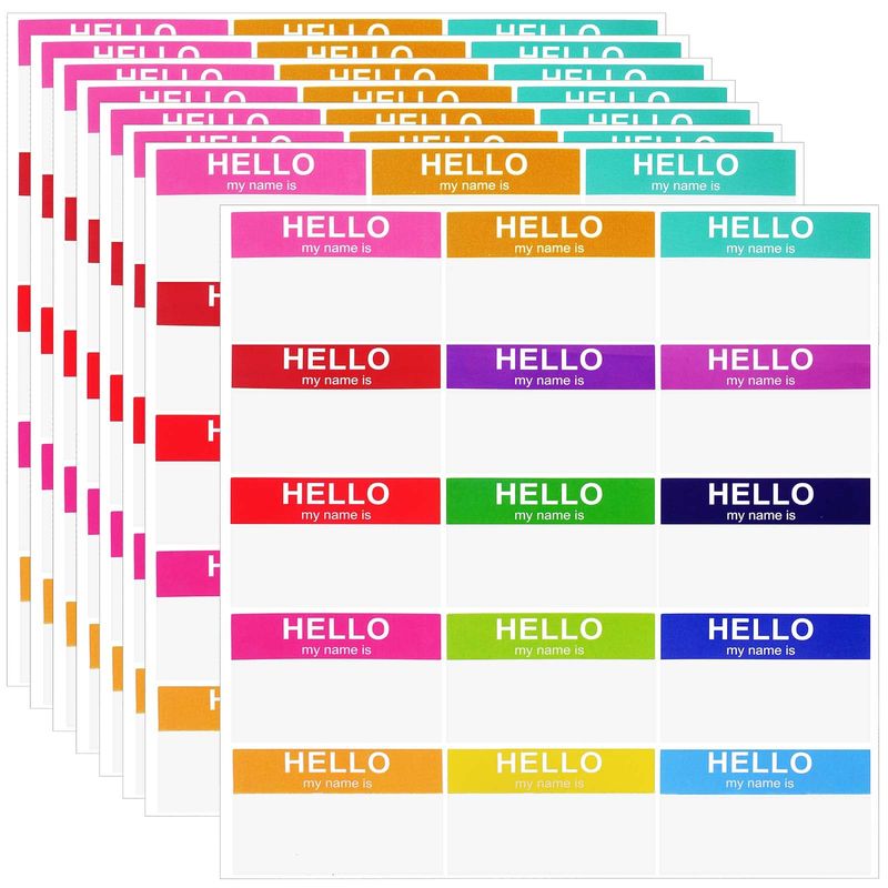 10 Sheets 15 Colors Name Tag Stickers Waterproof Self Adhesive Printed ...