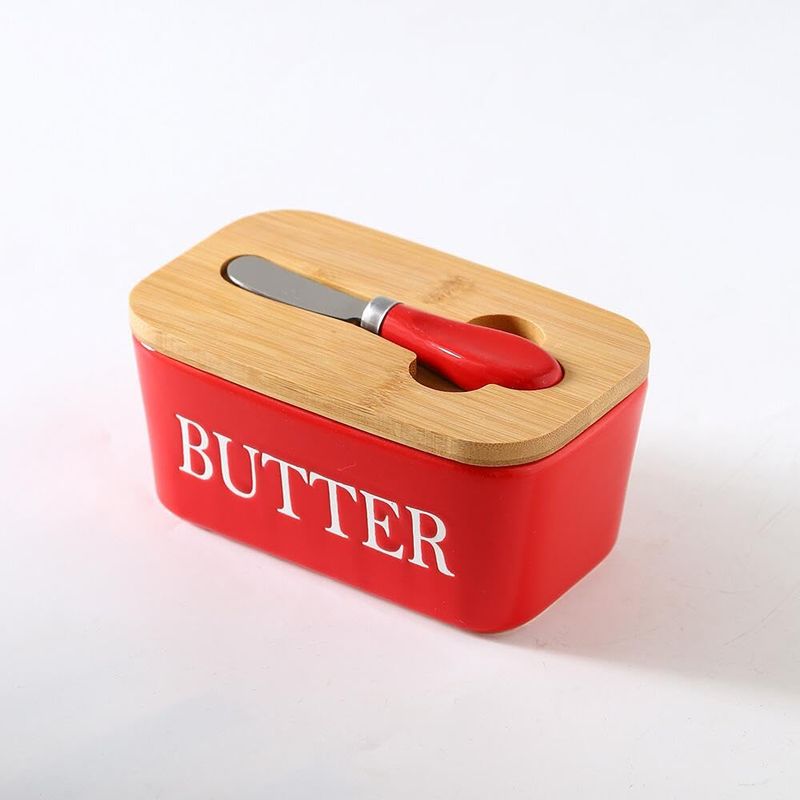 Butter Case, Storage Container, Includes Knife, Butter Box, Wooden ...