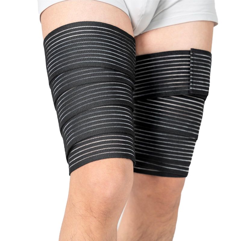 Zuscot 2 Pcs Hamstring & Thigh Compression Wraps, Adjustable Thigh ...