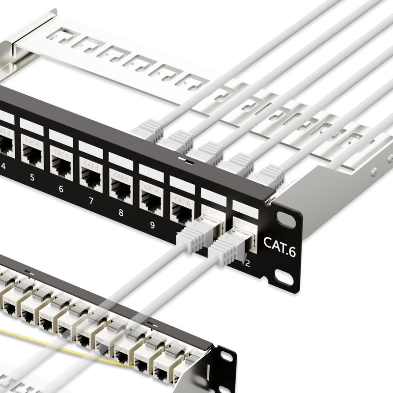 iwillink 10Gbps Patch Panel 12 Port, RJ45 Through Coupler Cat6 Patch ...