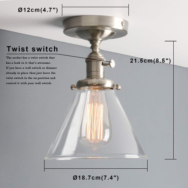 Phansthy Industrial Ceiling Light Fixtures with Switch, Funnel Clear ...