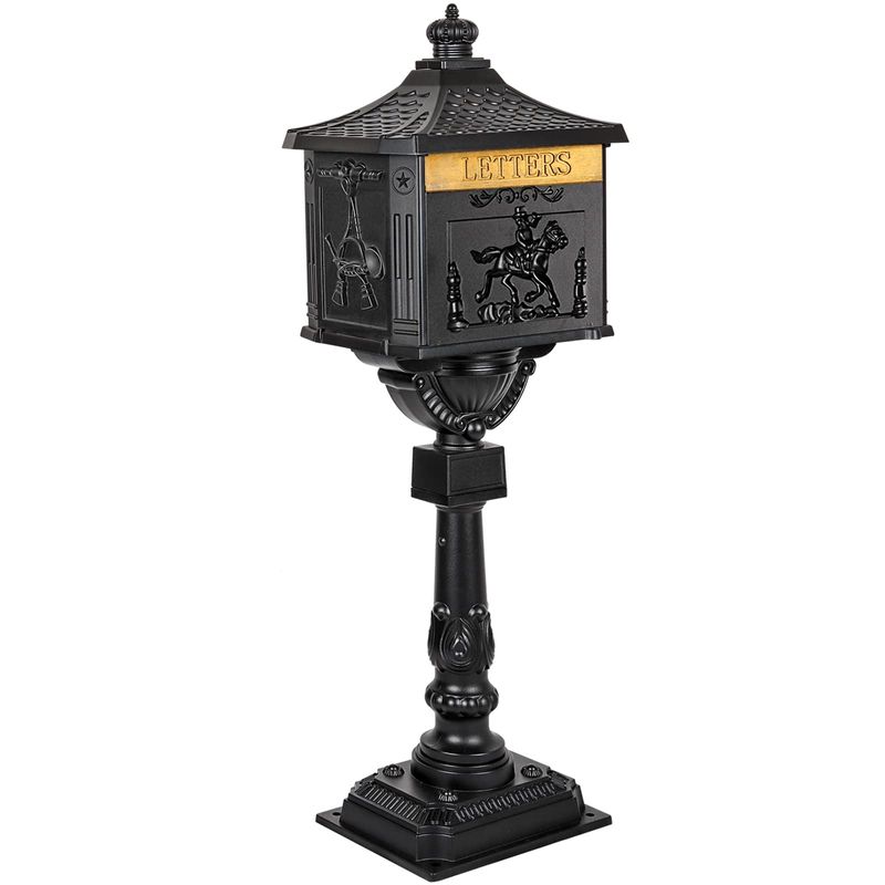 Polar Aurora Mailbox Cast Aluminum Black Mail Box Postal Box Security ...