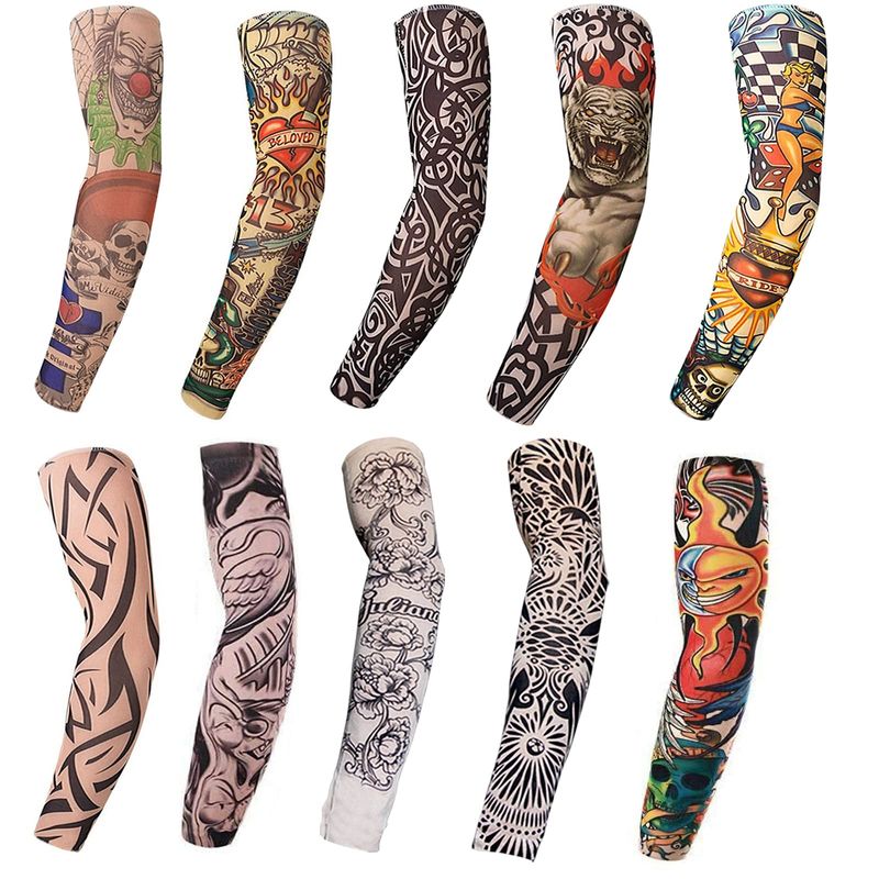 Tattoo Arm Sleeves, 10 Pack Cool Body Arts Fake Temporary Tattoo For ...