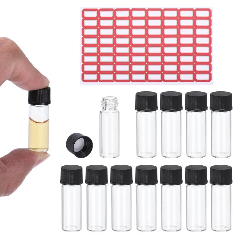 PATIKIL 2ml Clear Glass Bottles 50 Pack Sample Bottles with Screw Caps ...