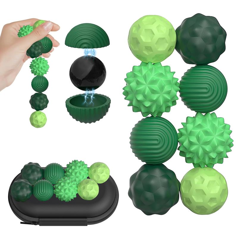 Pack of 8 Magnetic Fidget Toys, Magnetic Balls, Stress Ball, Silicone Sensory Toy, Magnetic ...