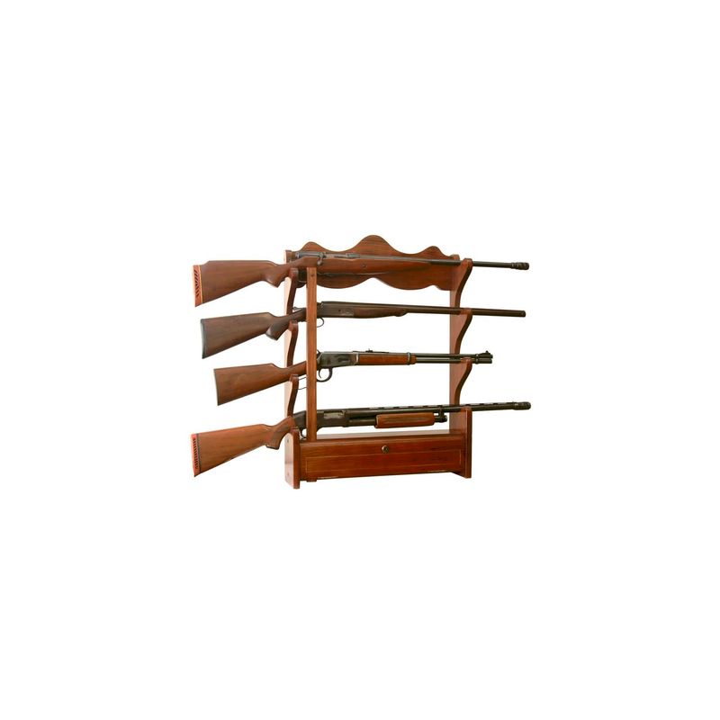 HomeStock Naturally Nice, 4 Gun Wall Rack with Locking Storage ...
