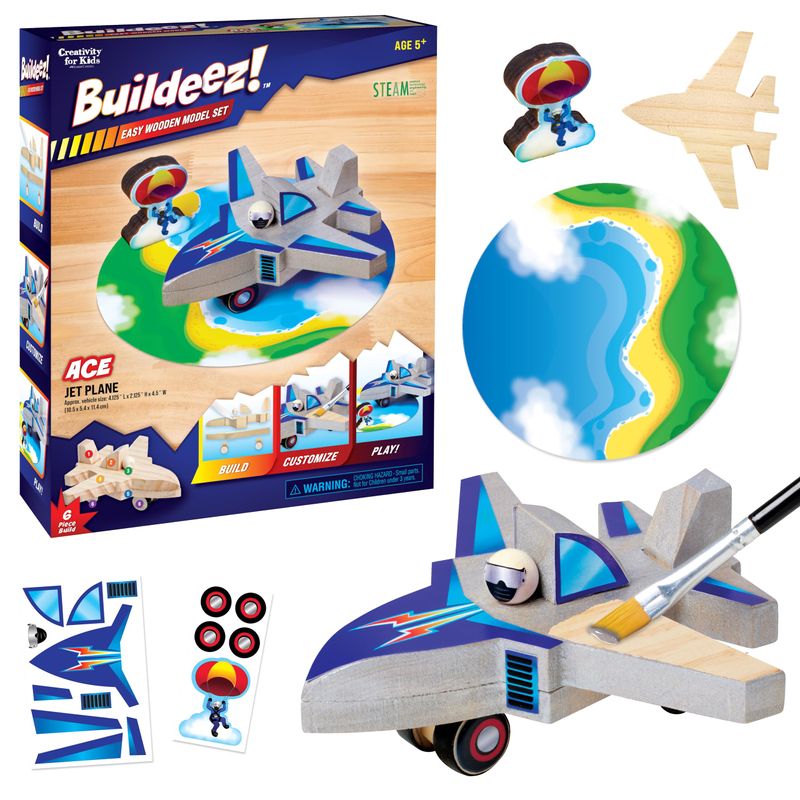 Creativity for Kids Buildeez! Easy Wooden Model Set : Jet Plane Ace ...