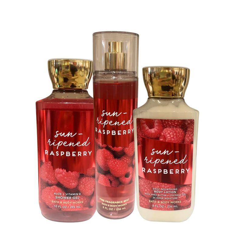 Bath & Body Works Sun-Ripened Raspberry - 3pc bundle - Fine Fragrance ...