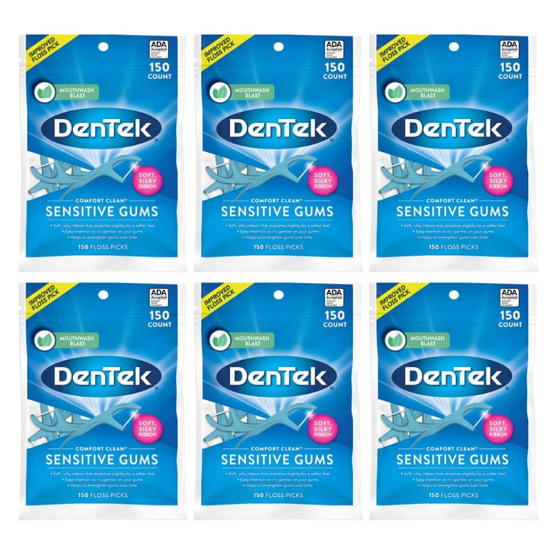 DenTek Comfort Clean Sensitive Gums Floss Picks, Soft & Silky Ribbon ...