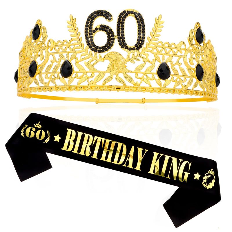 CIEHER 60th Birthday Sash & 60th Birthday King Crown for Men，60th ...