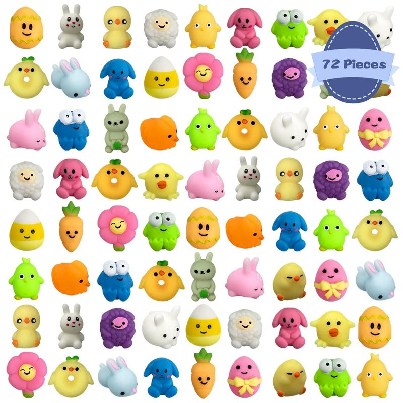 QINGQIU 72 PCS Easter Mochi Squishy Toys Stress Relief Squishies for ...