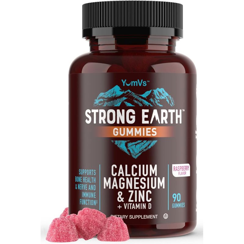 YUM-V'S Strong Earth Calcium, Magnesium, Zinc and Vitamin D Gummies (90 ...