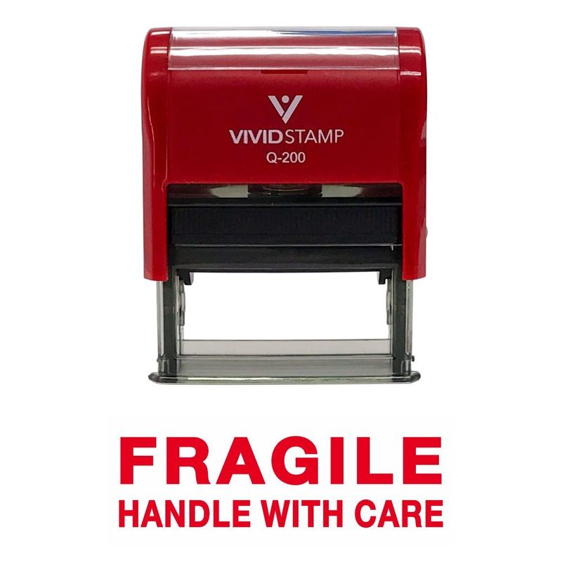 Fragile Handle with Care Self Inking Rubber Stamp (Red Ink) - Medium ...