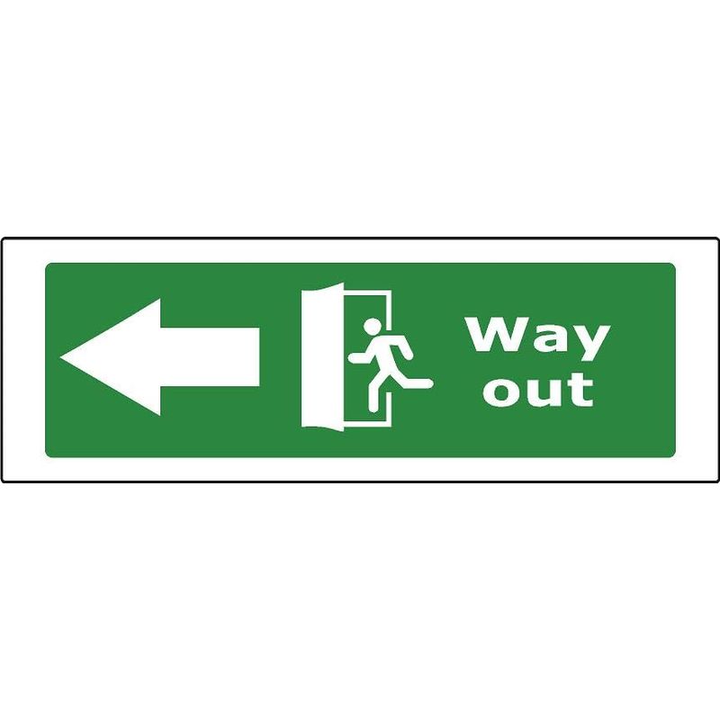Way out left arrow Foamalux PVC Plastic sign - 30 x 10 cm | UK-Made ...