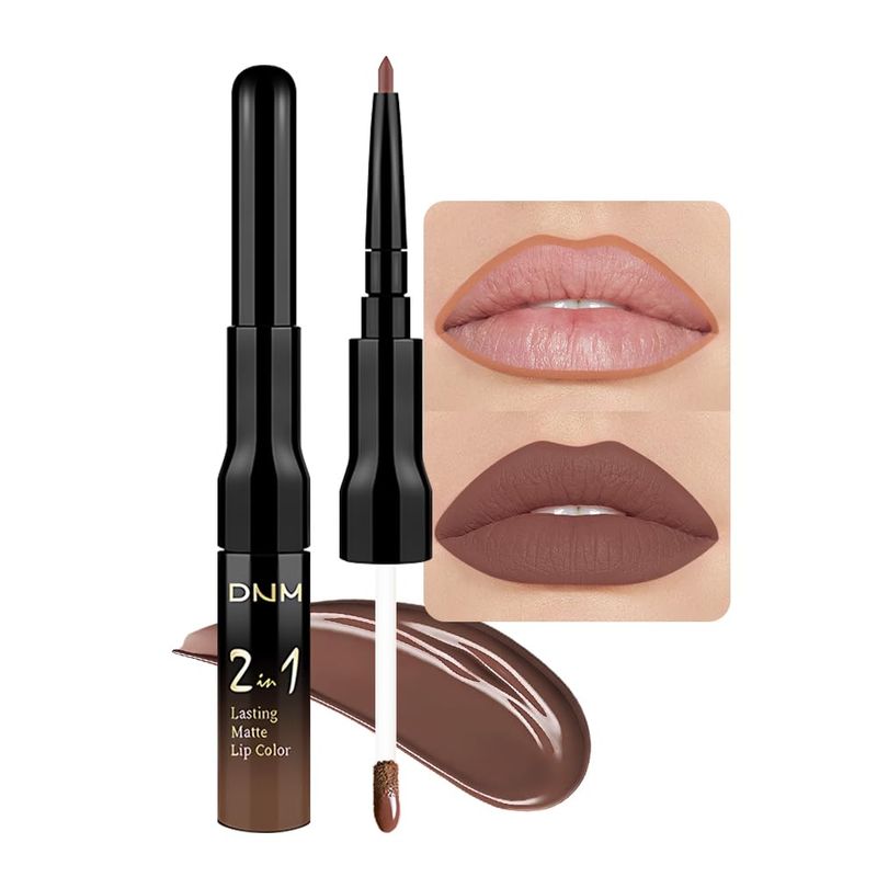 evpct 1Pcs Dark Brown Lip Stain Paint Matte Lip Liner and Lipstick Set ...
