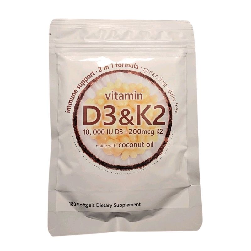 2 x Vitamin D3 K2 Supplement Softgels 180 caps/each US 10000 IU 200 MCG ...