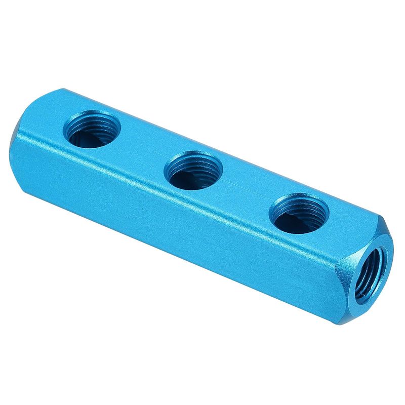 PATIKIL 3 Way 6 Port Air Manifold, G1/4 Inch Aluminum Air Hose Inline ...