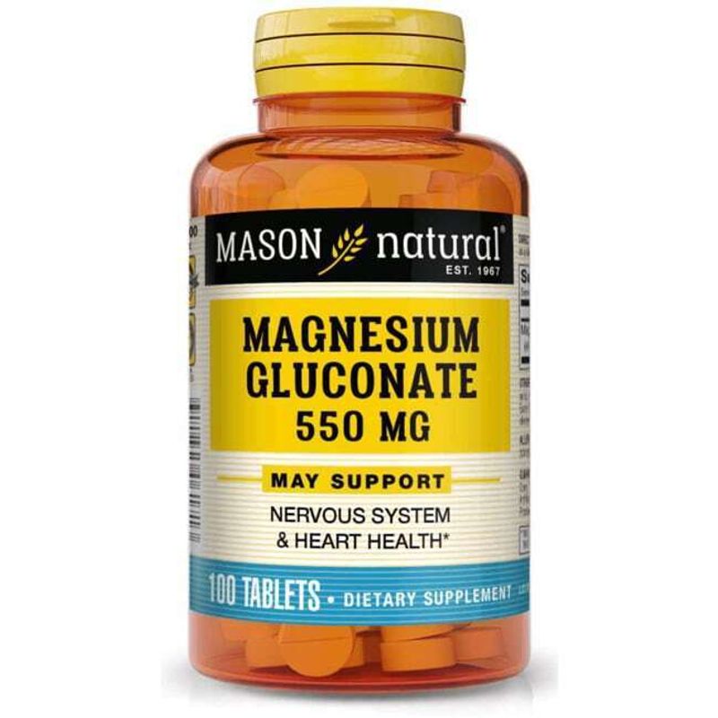 Mason Natural Magnesium Gluconate 550 mg 100 Tabs - Online Marketplace ...