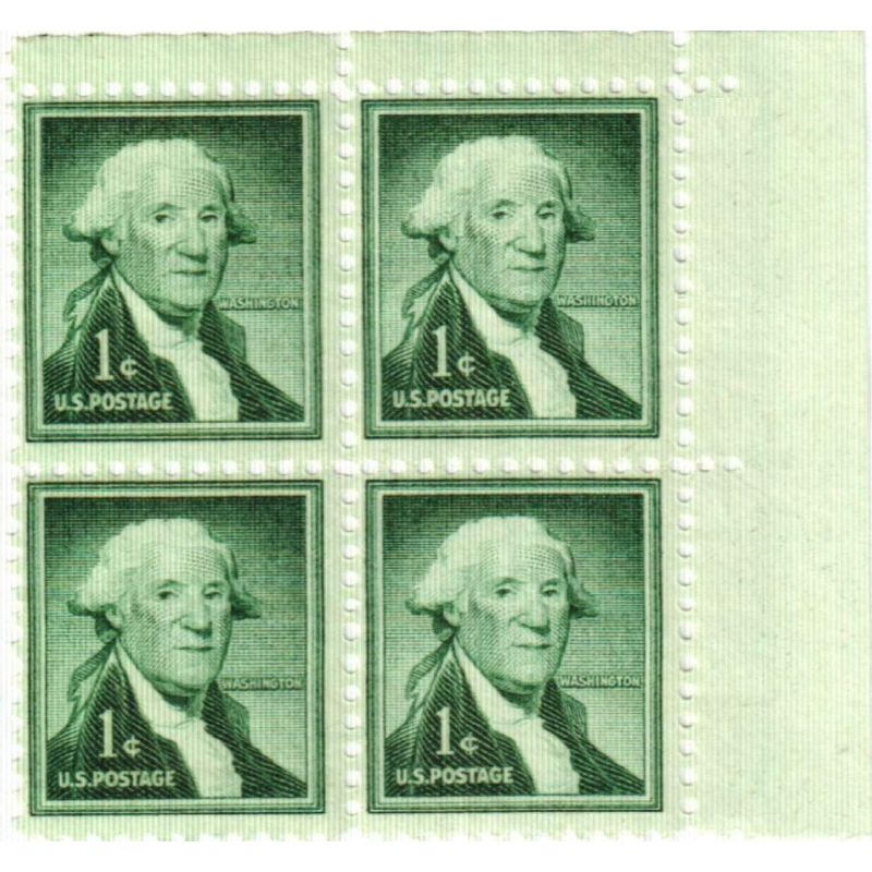 1954 George Washington Set of 4-1 ¢ Cent US Postage Stamps New US# 1031 ...
