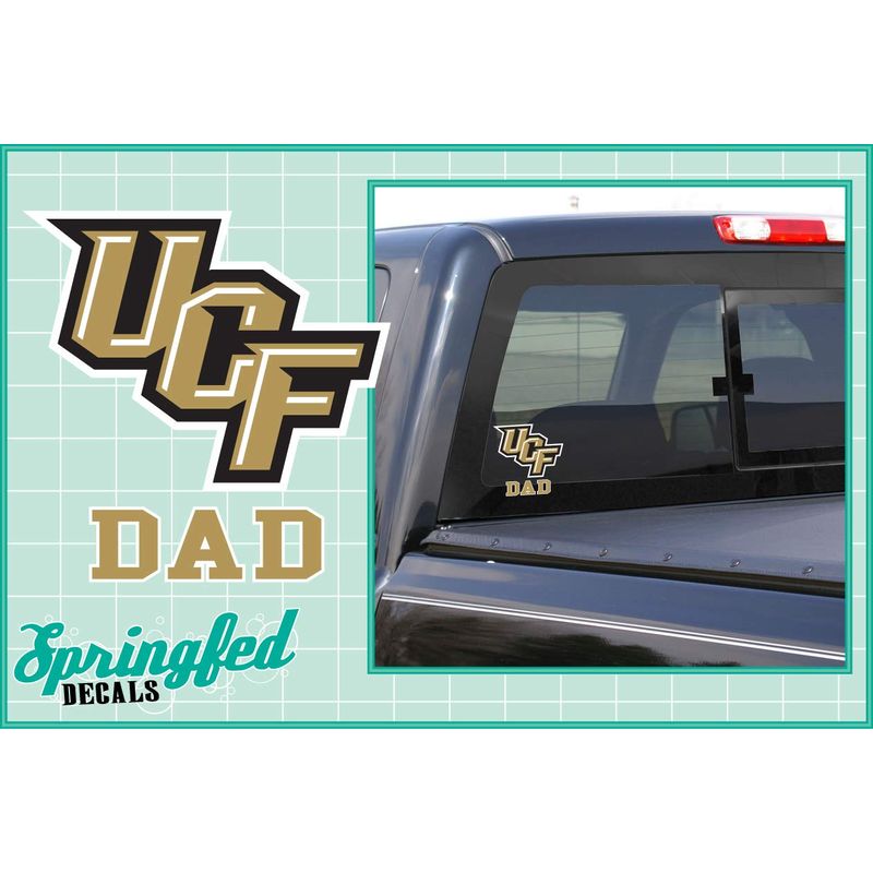 UCF Knights GOLD DAD w/STACKED UCF LOGO Vinyl Decal Central Florida ...