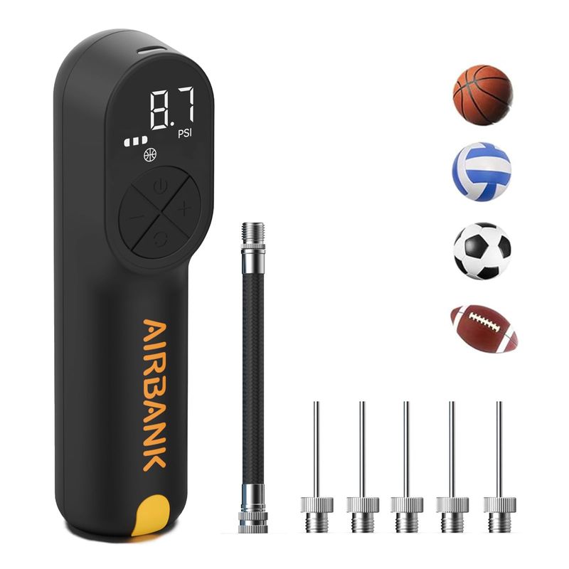 AIRBANK Electric Ball Pump MAKO, 4000mAh Basketball Pump, 20PSI Fast ...