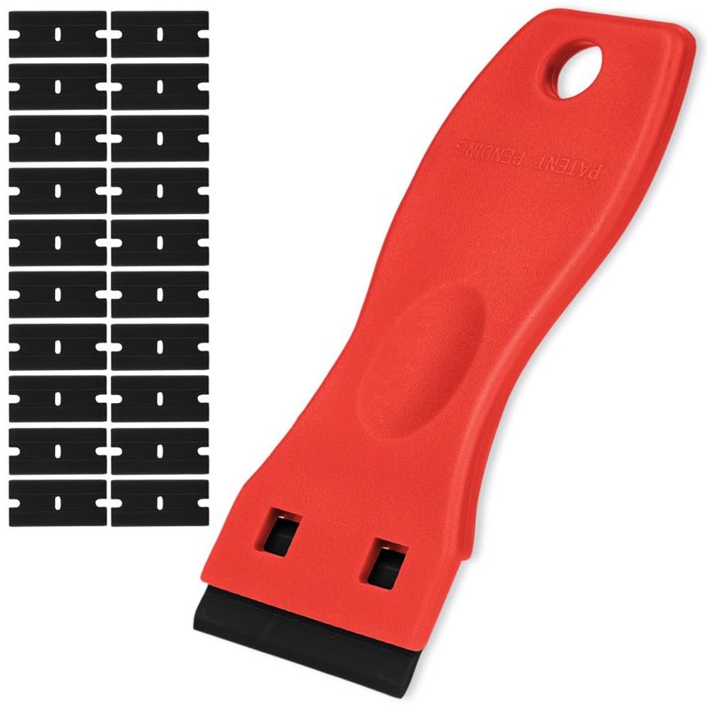 Flintronic Plastic Scraper with 20PCS Plastic Blades, Red, Window ...