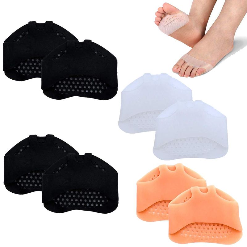 4 Pairs Metatarsal Pads Ball of Foot Cushions,Soft Gel Toe Separators Stretchers,Breathable ...