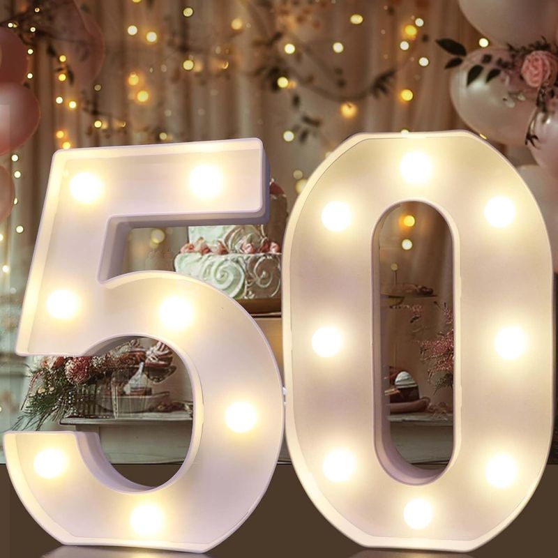 Decorative LED Light Up Numbers, 50th Birthday Decoration for Women Men ...