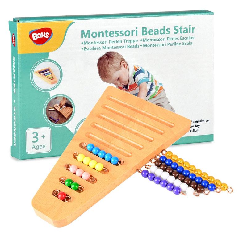 BOHS Montessori Bead Stair Set, 1-10 Counting, with Sorting Tray ...
