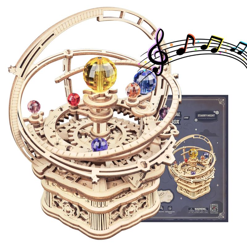 ROKR 3D Puzzles for Adults Orrery Music Box Wooden Model Building Set ...