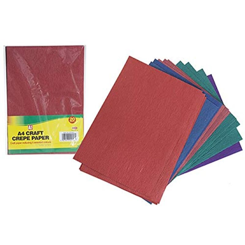 A4 Crepe Paper, 5 Colours 20 Sheets of Craft Paper for Various Craft ...