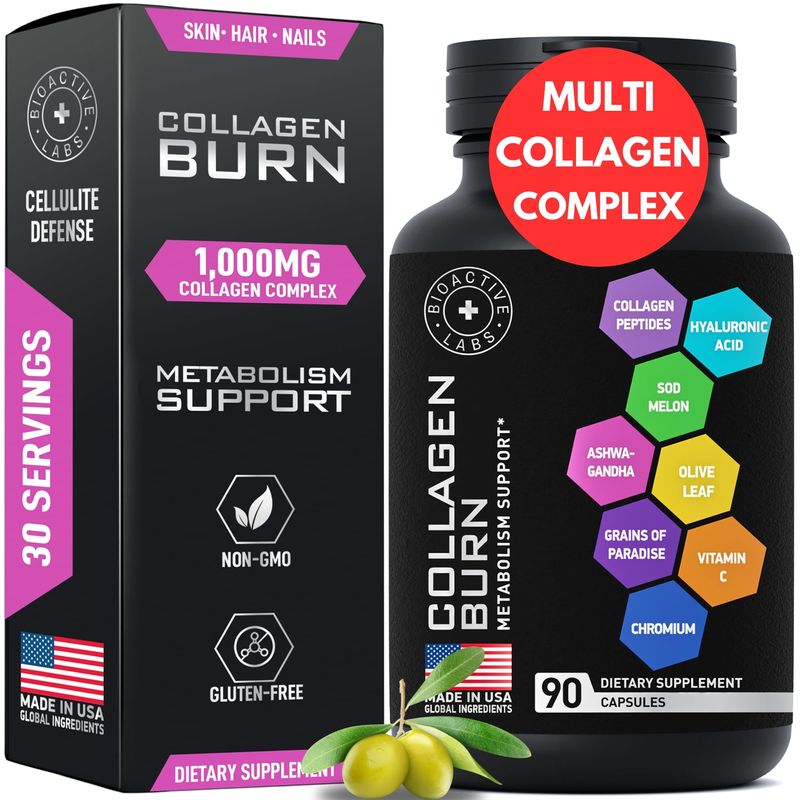 Thermogenic Multi Collagen Burn Capsules - Advanced Type I, II, III, V ...