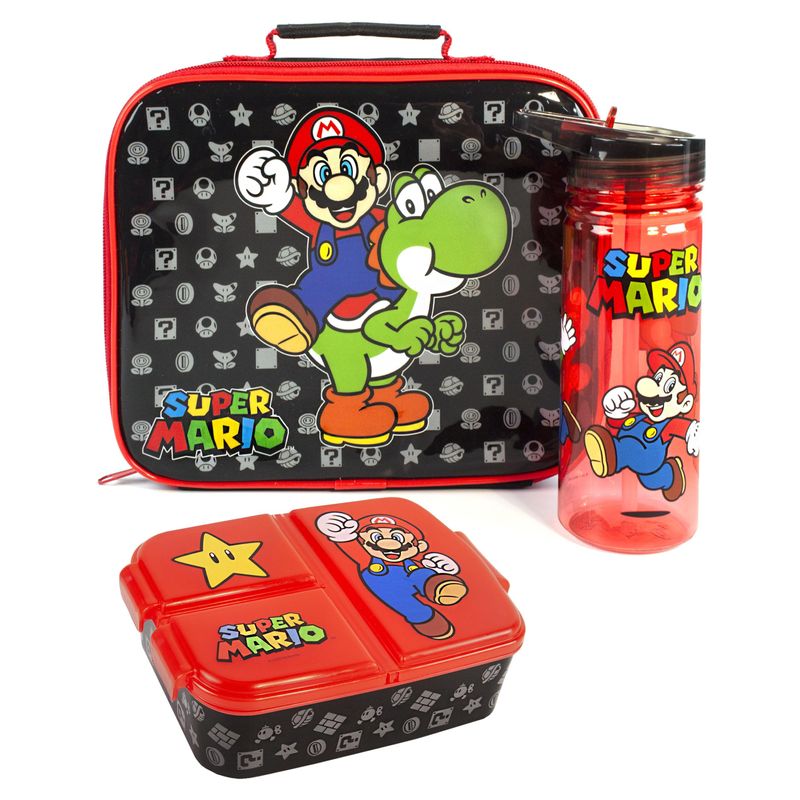 Super Mario Lunch Box Set for Kids | Yoshi Childrens School Food Bag ...