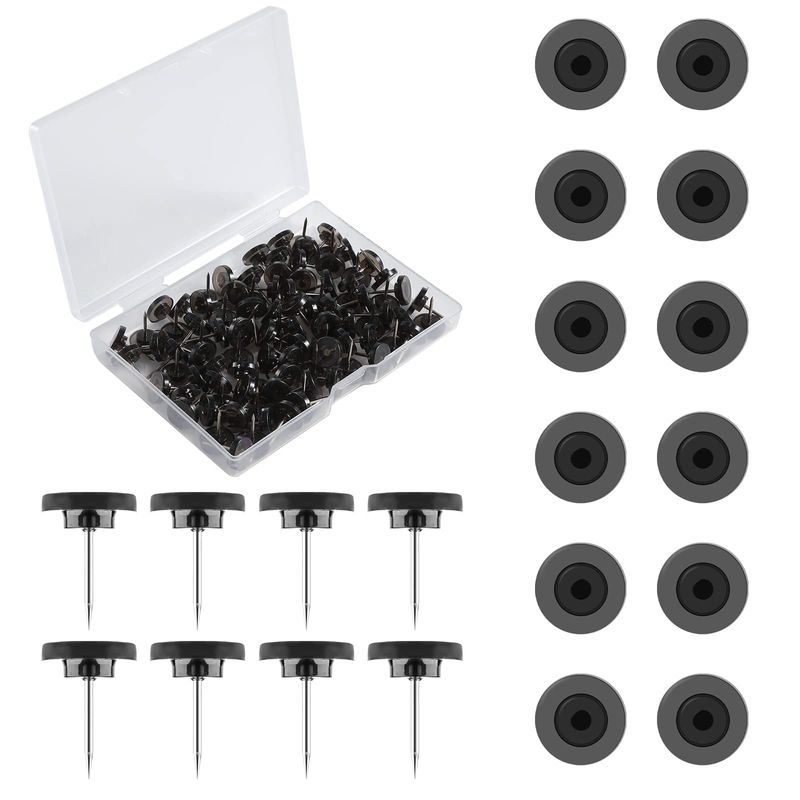 SAVITA 100 x Plastic Flat Head Push Pins with Stainless Steel Round ...