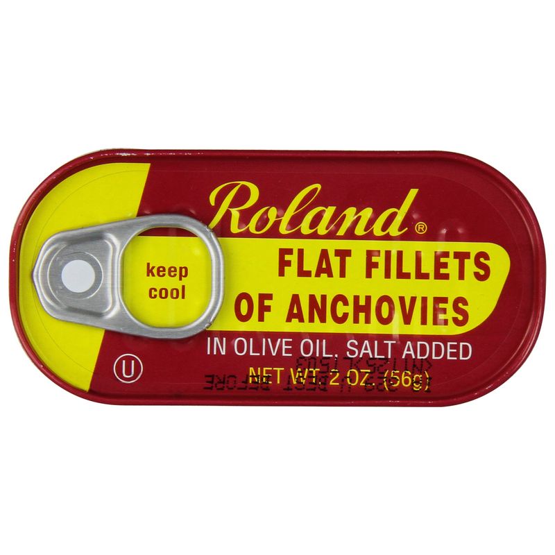 Roland Foods Flat Anchovy Fillets Packed in Olive Oil, Wild Caught, 2 ...