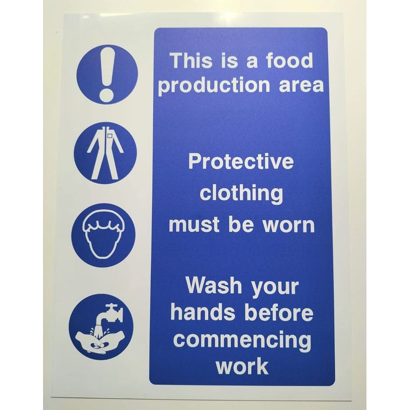 Food Hygiene Health and Safety Sign wash Your Hands Protective Clothing ...