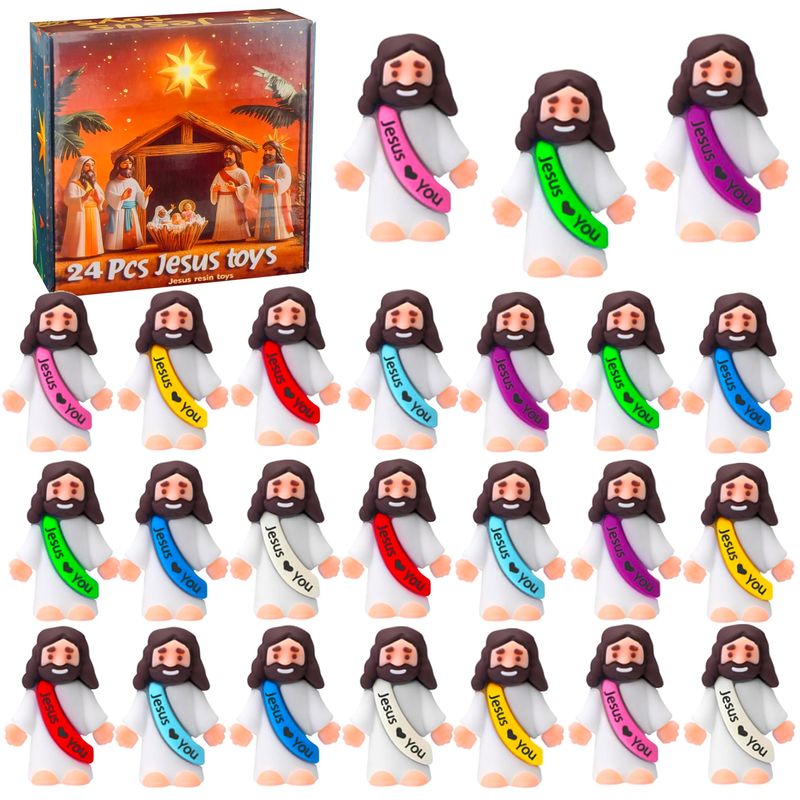 24 Pcs Jesus Toys Original Design Mini Rubber Little Jesus Figurine to ...
