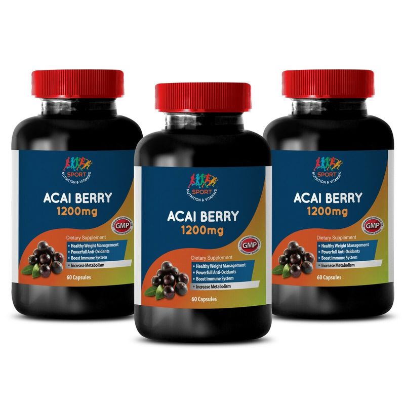 Original ACAI Berry 1200mg (3 Bottles, 180 Capsules) - Online ...