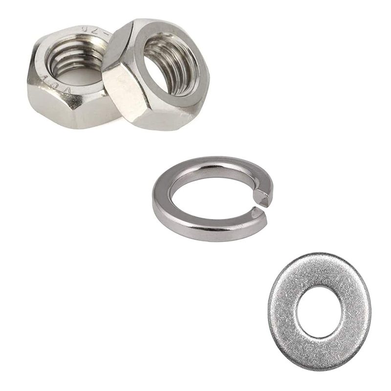 M14 Hex Nuts Washers Assortment kit, (4 Hex Nuts+ 4 Flat washers+ 4 Lock washers) 304 Stainless ...