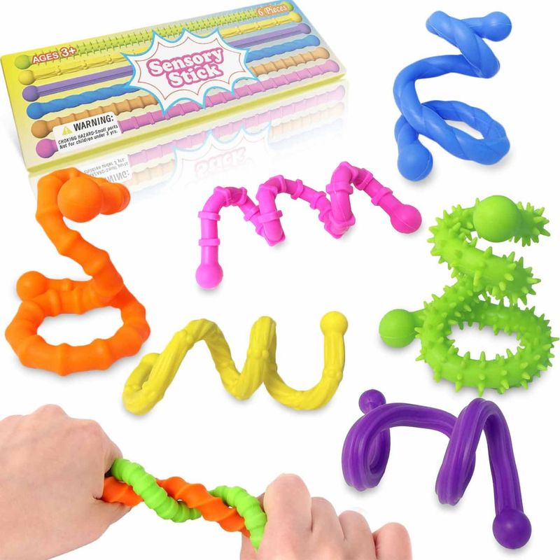 Bambebe 6 Pack Fidget Toys Sensory Stick: Textured Calming Sensory Toys ...