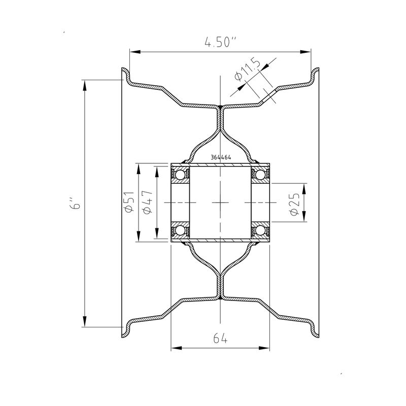 Complete Wheel 15 x 6.00-6 4PR K358 Block Hub 25 x 64 for Ride-on Mower ...