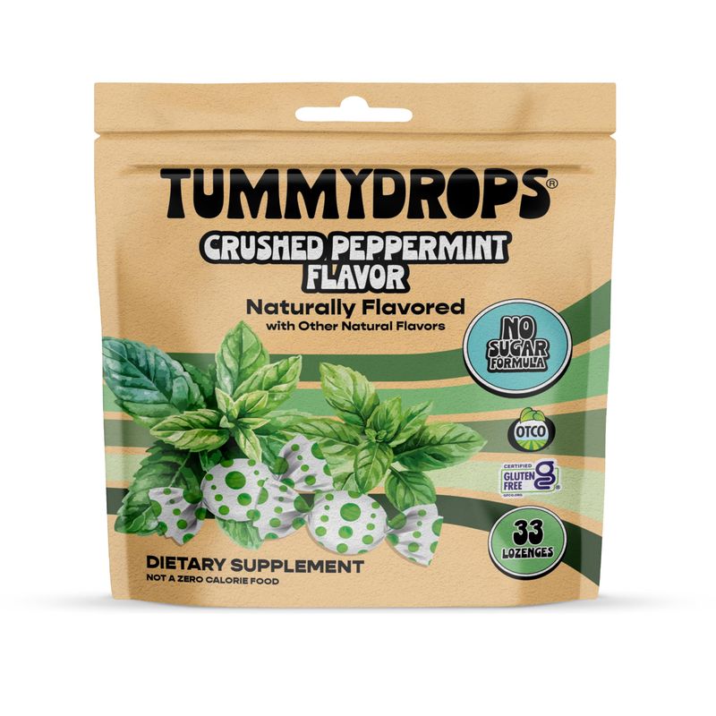 Tummydrops, No Sugar Crushed Peppermint Flavor, Gluten Free & Vegan, 33 ...