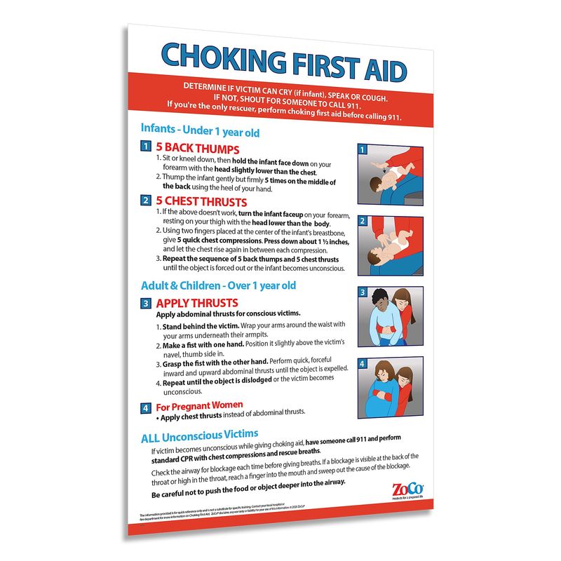 Choking Poster for Infant, Child, Adult - Laminated, 12 x 18 inches ...