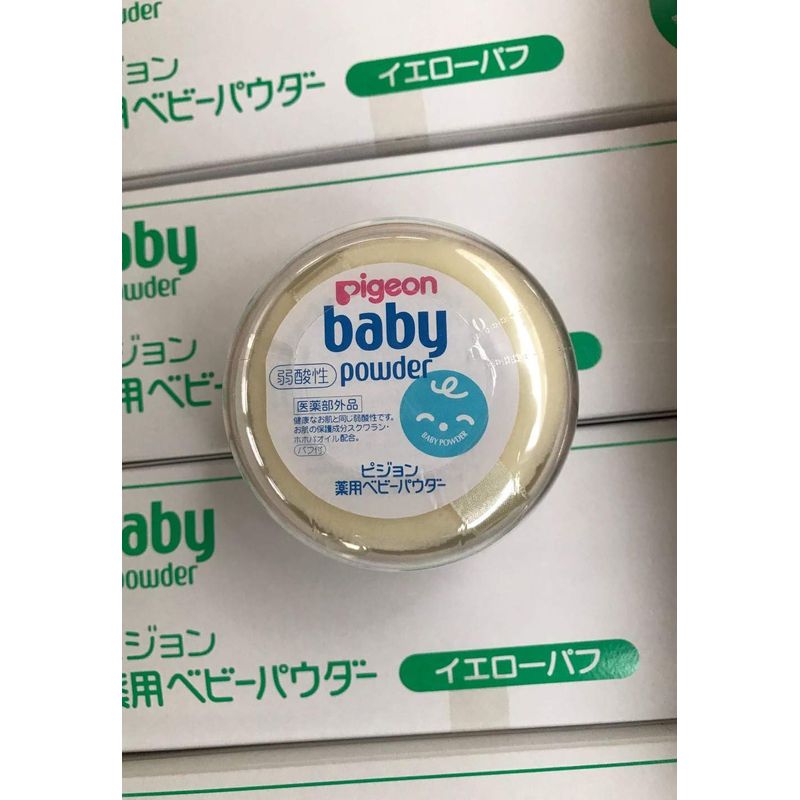 Pigeon Medicated Baby Powder, Weak Acid, Yellow Puff x 6 Pieces ...