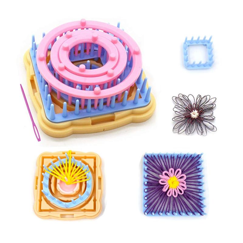 Flower Loom Kit, Round Knitting Loom Set with 1 Plastic Needles for ...