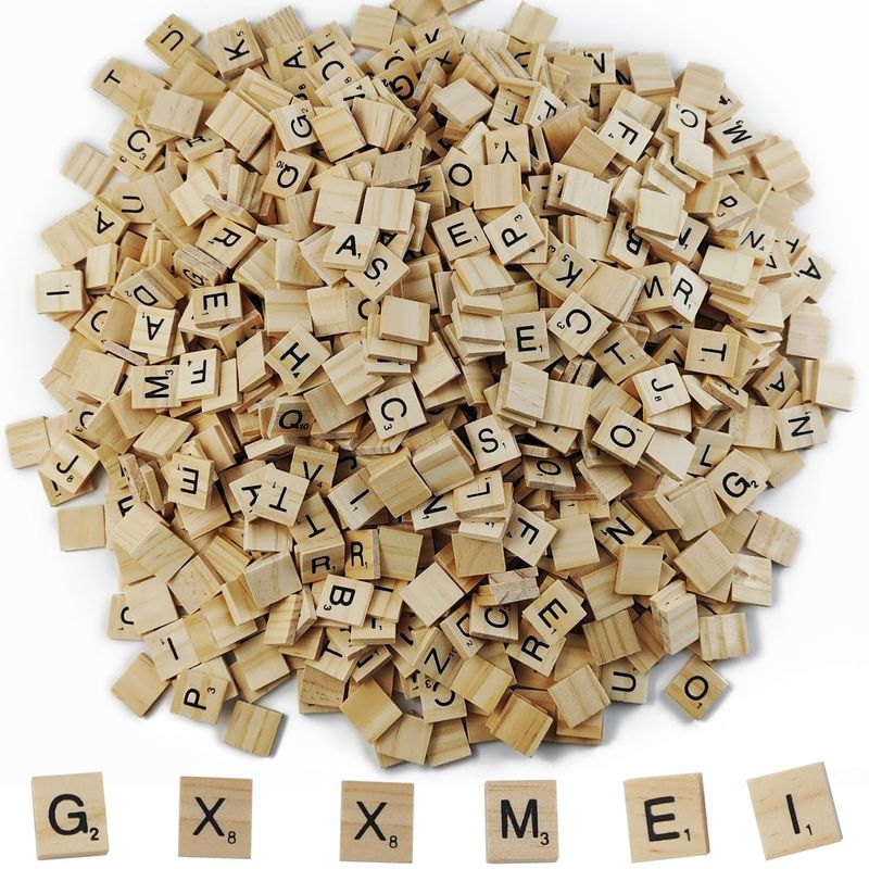 GXXMEI 1000PCS Scrabble Tiles, Wooden Letter Tiles, A-Z Capital Letters ...