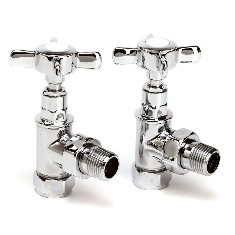 Genoa Traditional Chrome Angled Radiator & Towel Rail Valves Central ...