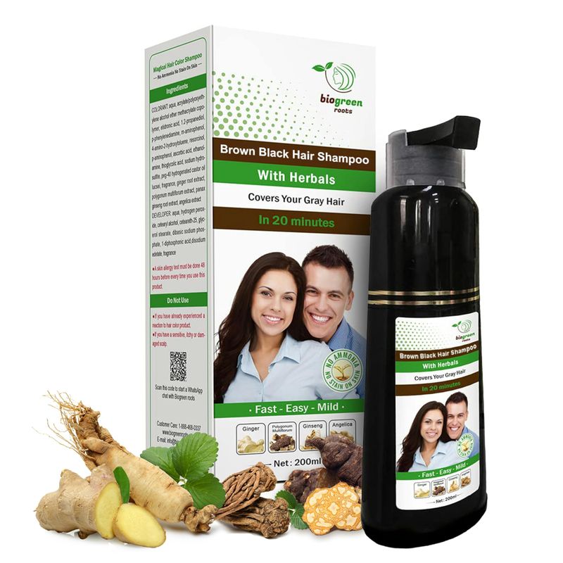 BIOGREEN ROOTS Ammonia-Free Herbal Hair Shampoo - Effectively Covers ...